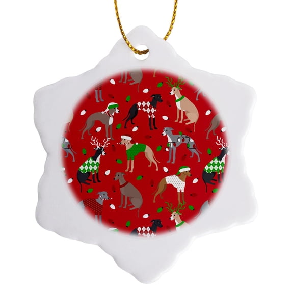 3drose, Italian Greyhound Christmas Dog Pattern, 3 inch Snowflake ...