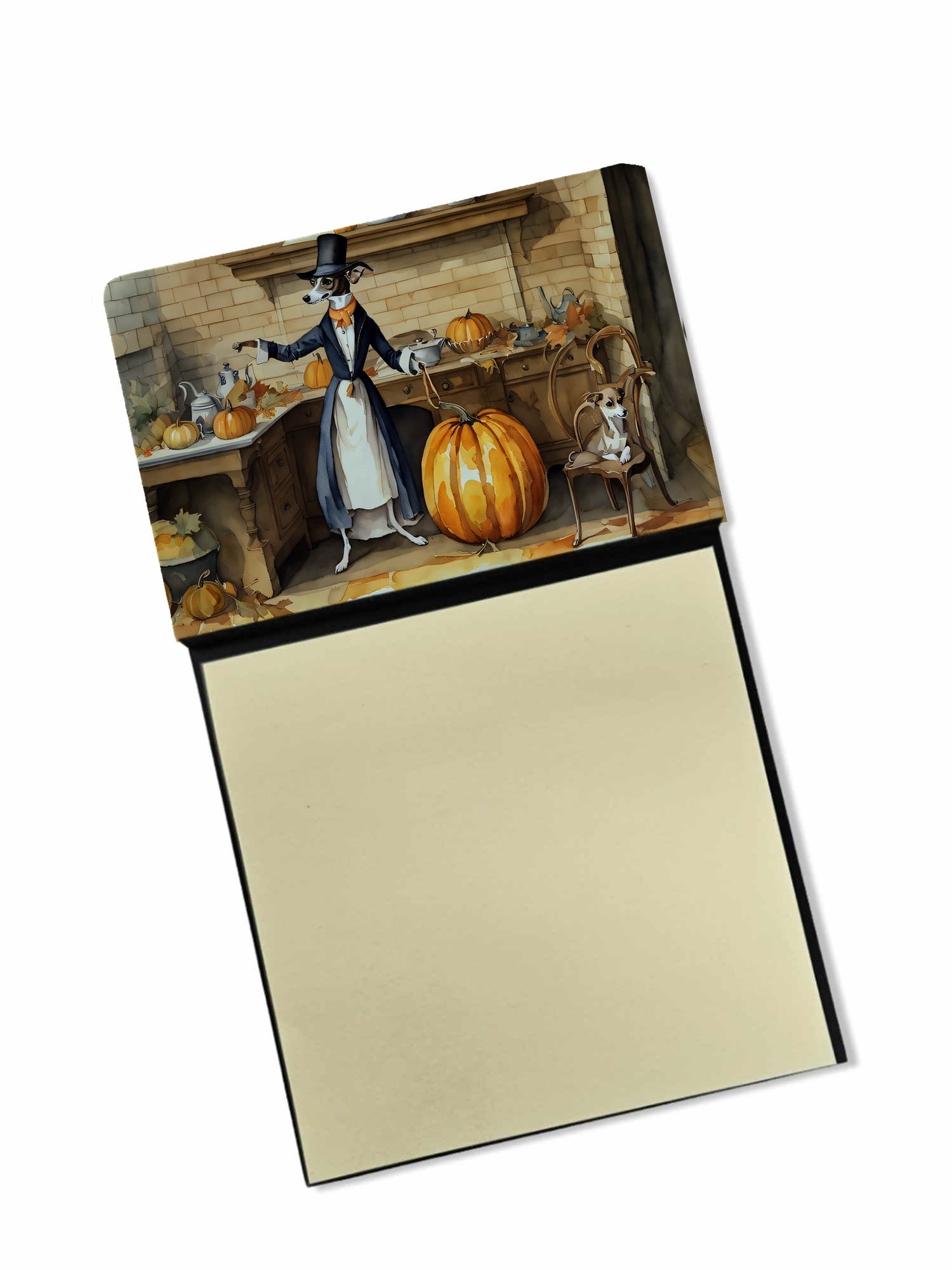 Italian Greyhound Fall Kitchen Pumpkins Sticky Note Holder 3.25 in x 5. ...