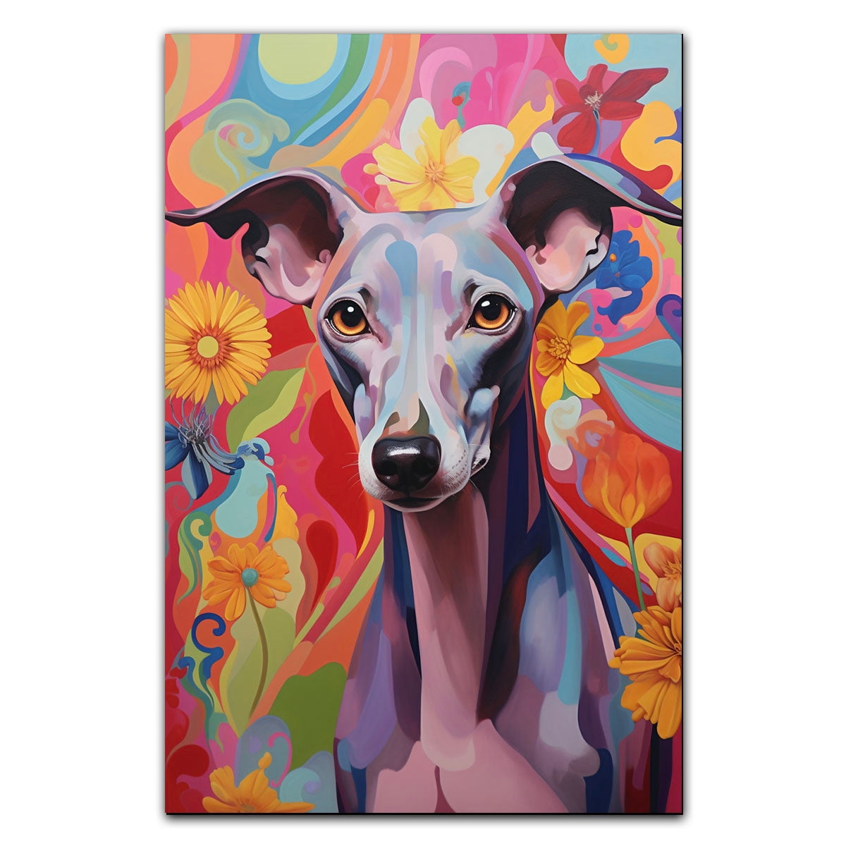 Italian Greyhound Watercolor Dog Portrait Painting of Dog Canvas Print ...