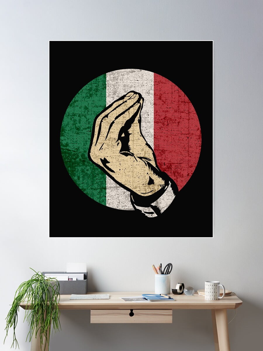 Italian Hand Gesture Sing Language Funny Italy Flag Vintage Poster Wall ...