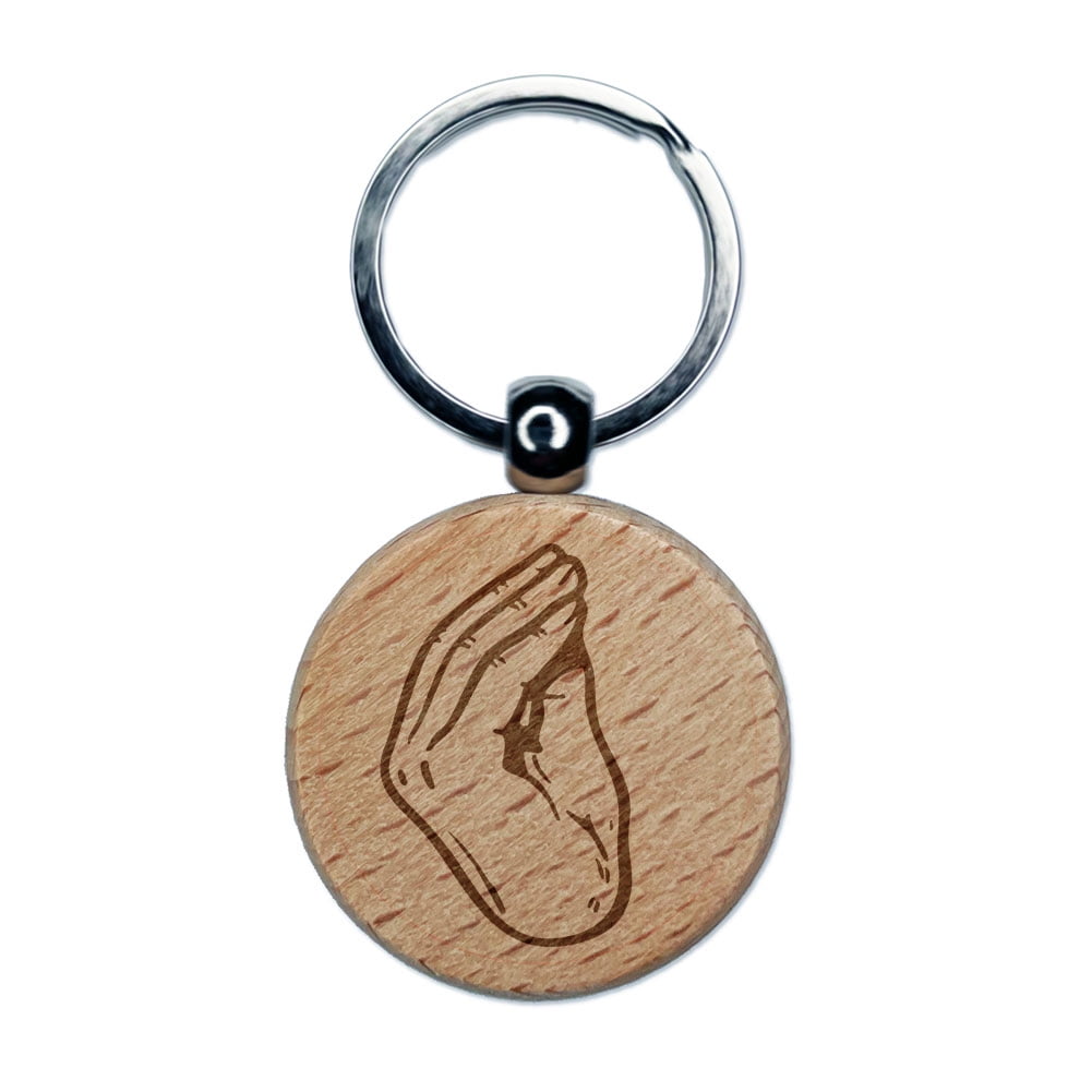 Italian Hand Gesture What Do You Want Ma Che Vuoi Round Keychain Charm Tag - Engraved Wood ...
