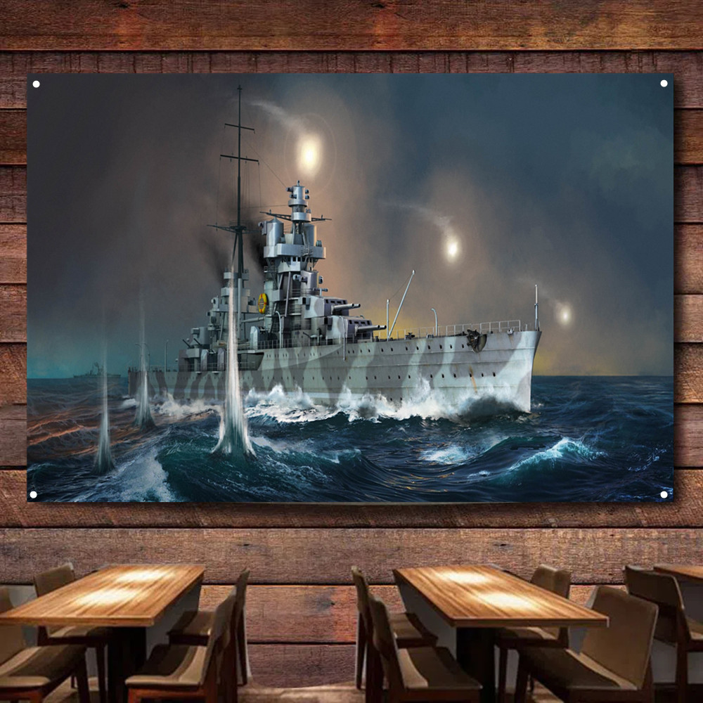 Italian Heavy Cruiser Fiume Battleship Wall Art Banners Hanging Flags ...