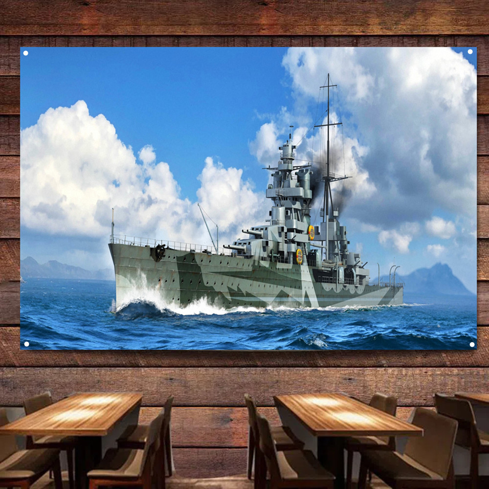 Italian Heavy Cruiser Gorizia Battleship Wall Art Banners Hanging Flags ...