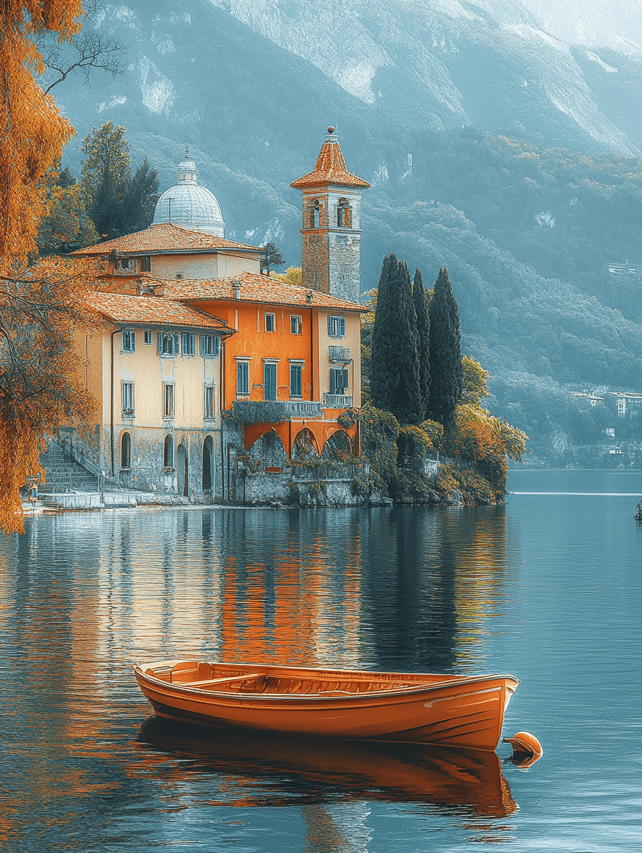 Italian Lakeside Villa Canvas Print/Wall Art， Perfect for Living Room ...
