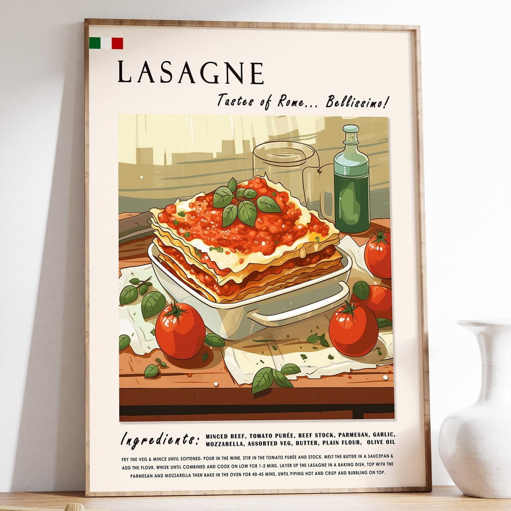 Italian Lasagne Pasta Kitchen Food Poster UNFRAMED PAPER POSTER, Home ...