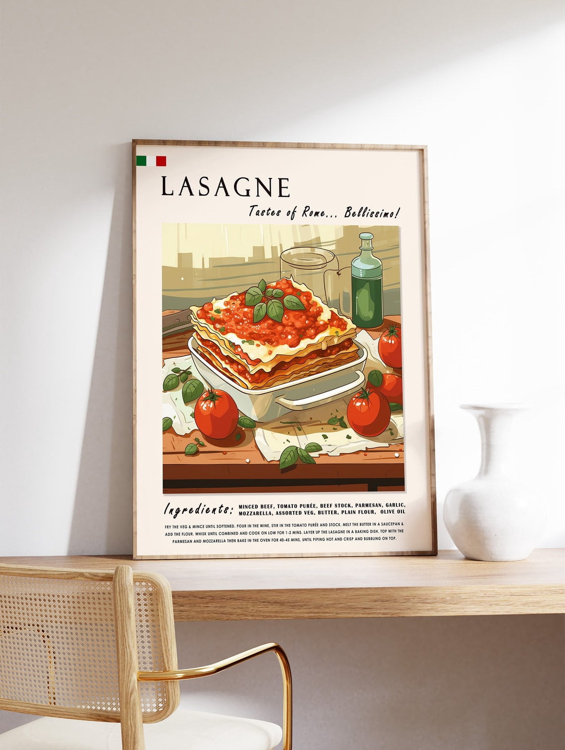 Italian Lasagne Poster, Italian Food Print, Lasagne Poster, Kitchen ...