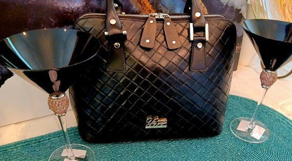 Italian Leather Crossbody Bag - Signature Blueberry Design | Stylish ...