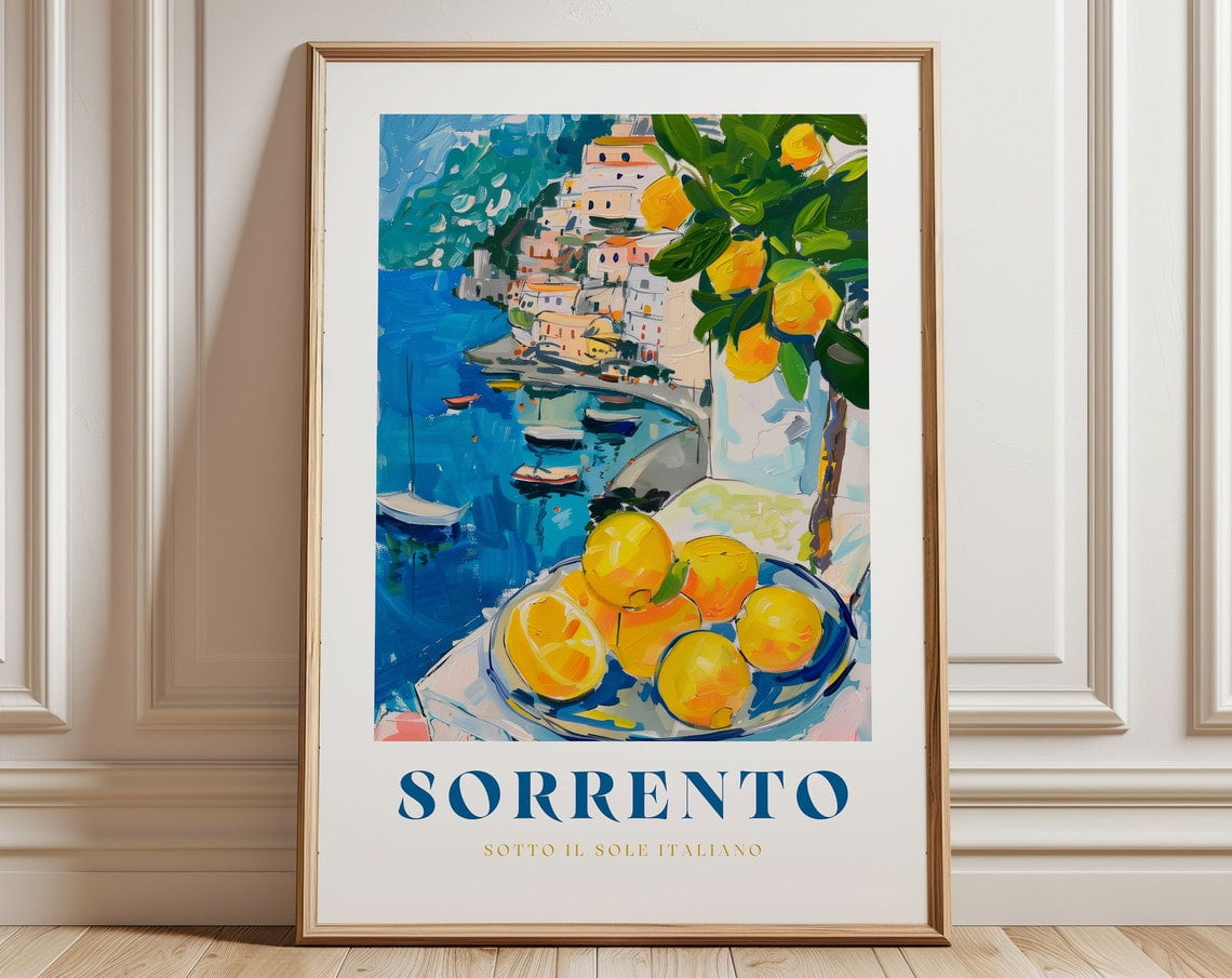 Italian Lemon Print, Citrus Print, Coastal Kitchen Art, Lemon Art Print ...