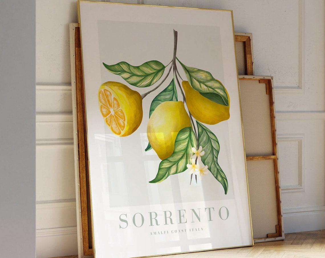 Italian Lemon Print, Watercolor Lemon Painting, Citrus Print, Lemon ...
