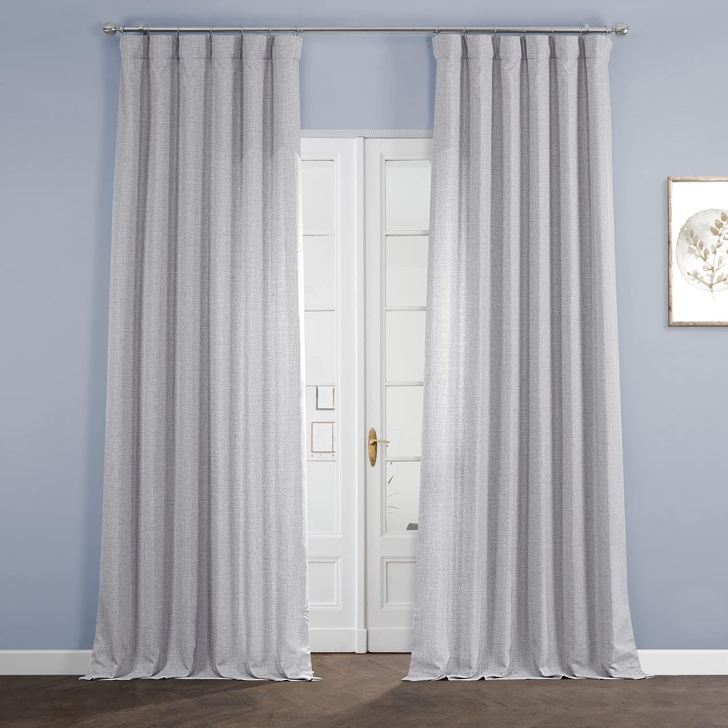 Italian Linen Curtains for Bedroom and Living Room 120 Inches Long Room Darkening Curtains (1 ...