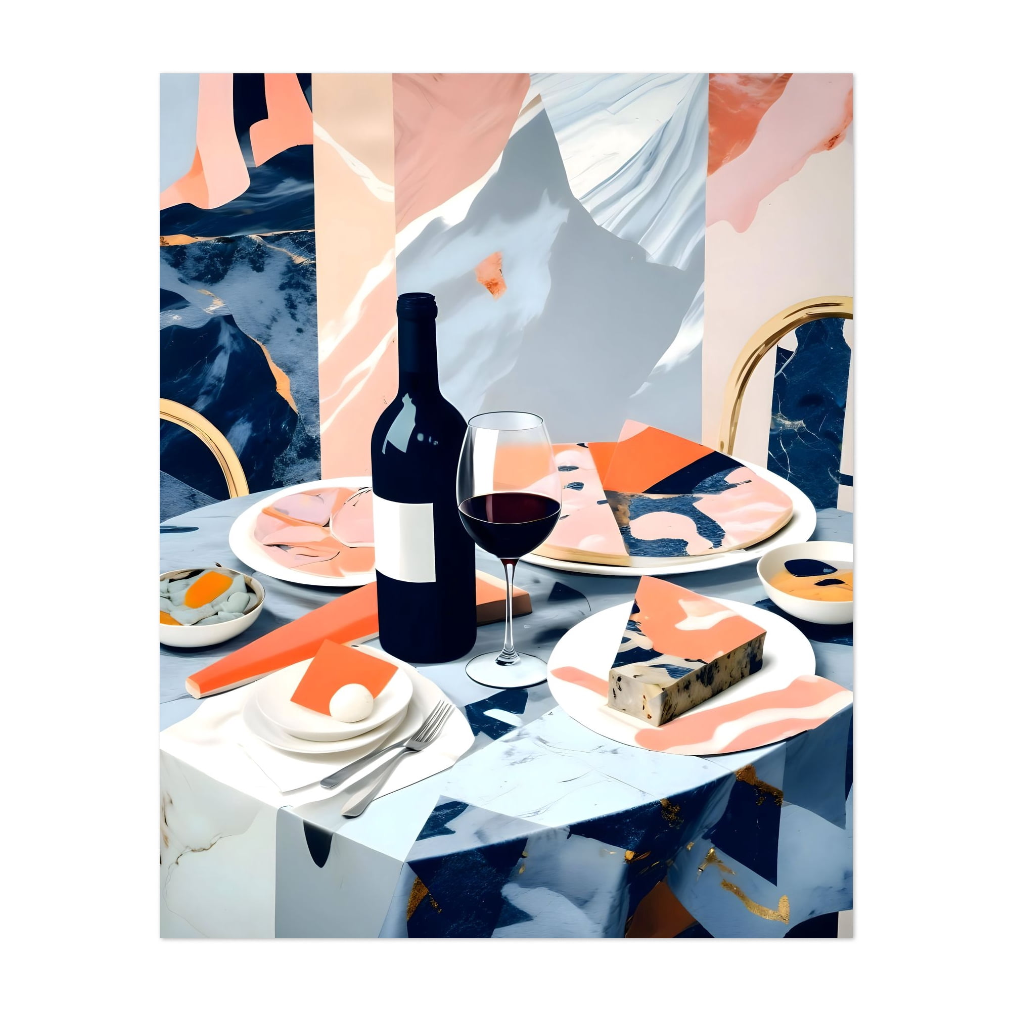 Italian Marble Lunch - Illustration Surrealism Abstract Modern Art ...