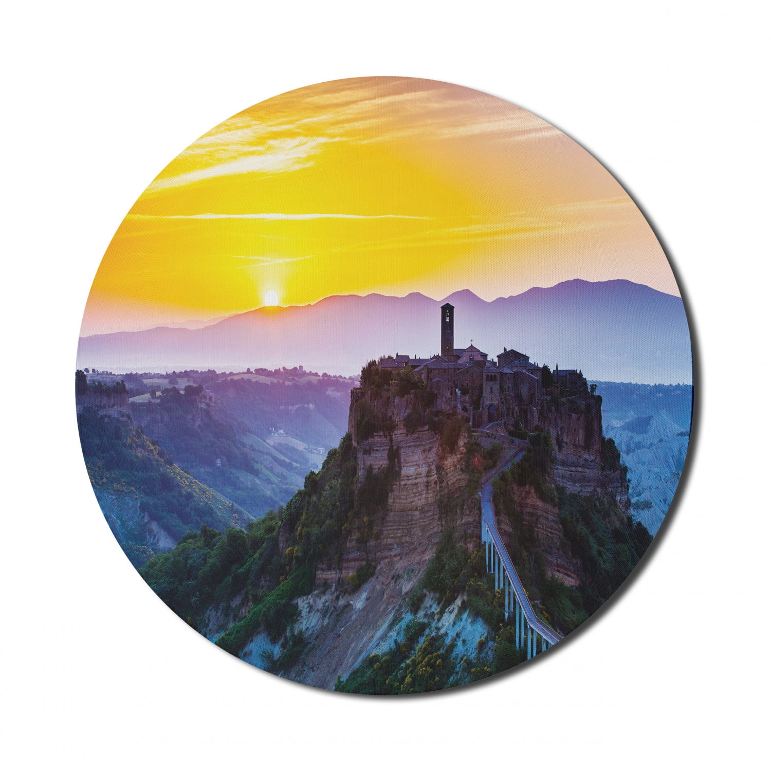 Italian Mouse Pad for Computers, Old Historic Castle Town on Top of the ...