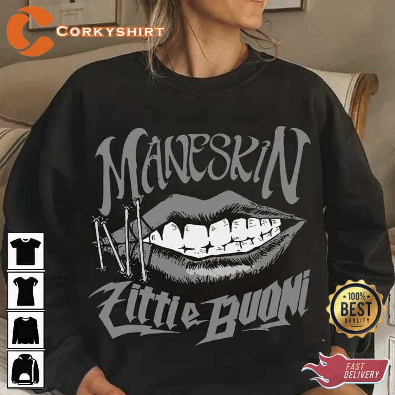 Italian Music Rock Band Maneskin Zitti E Buoni Printed T-shirt Design ...