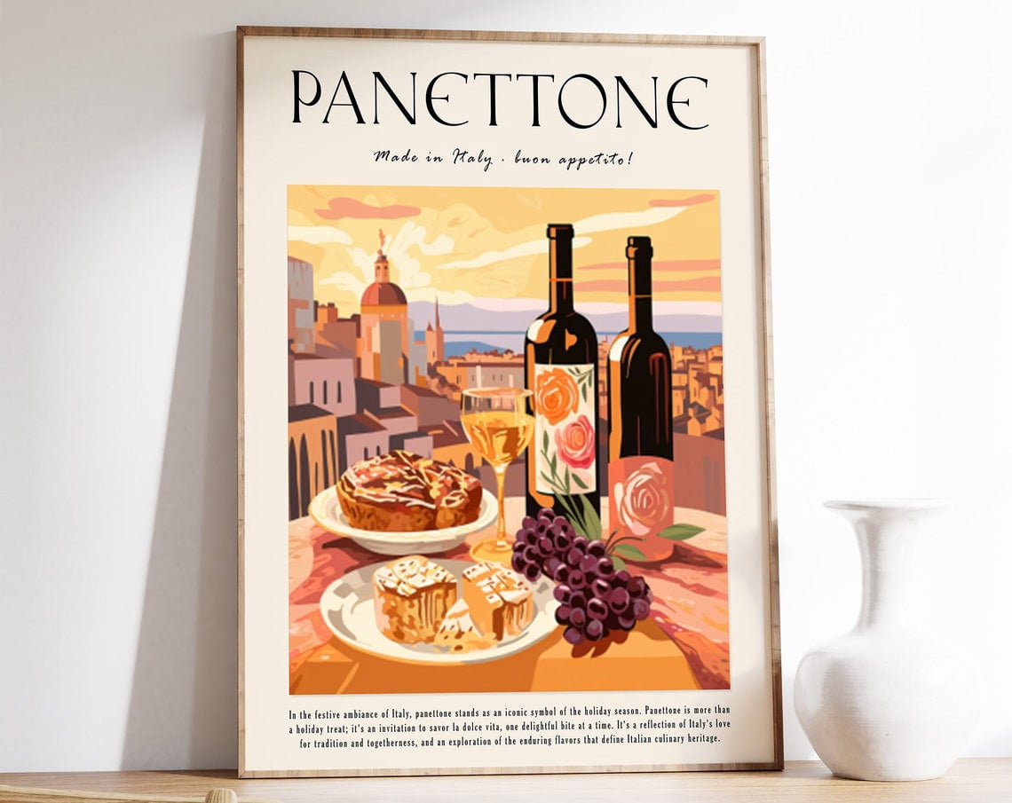 Italian Panettone Dessert Poster, Italian Food Print, Kitchen Decor ...