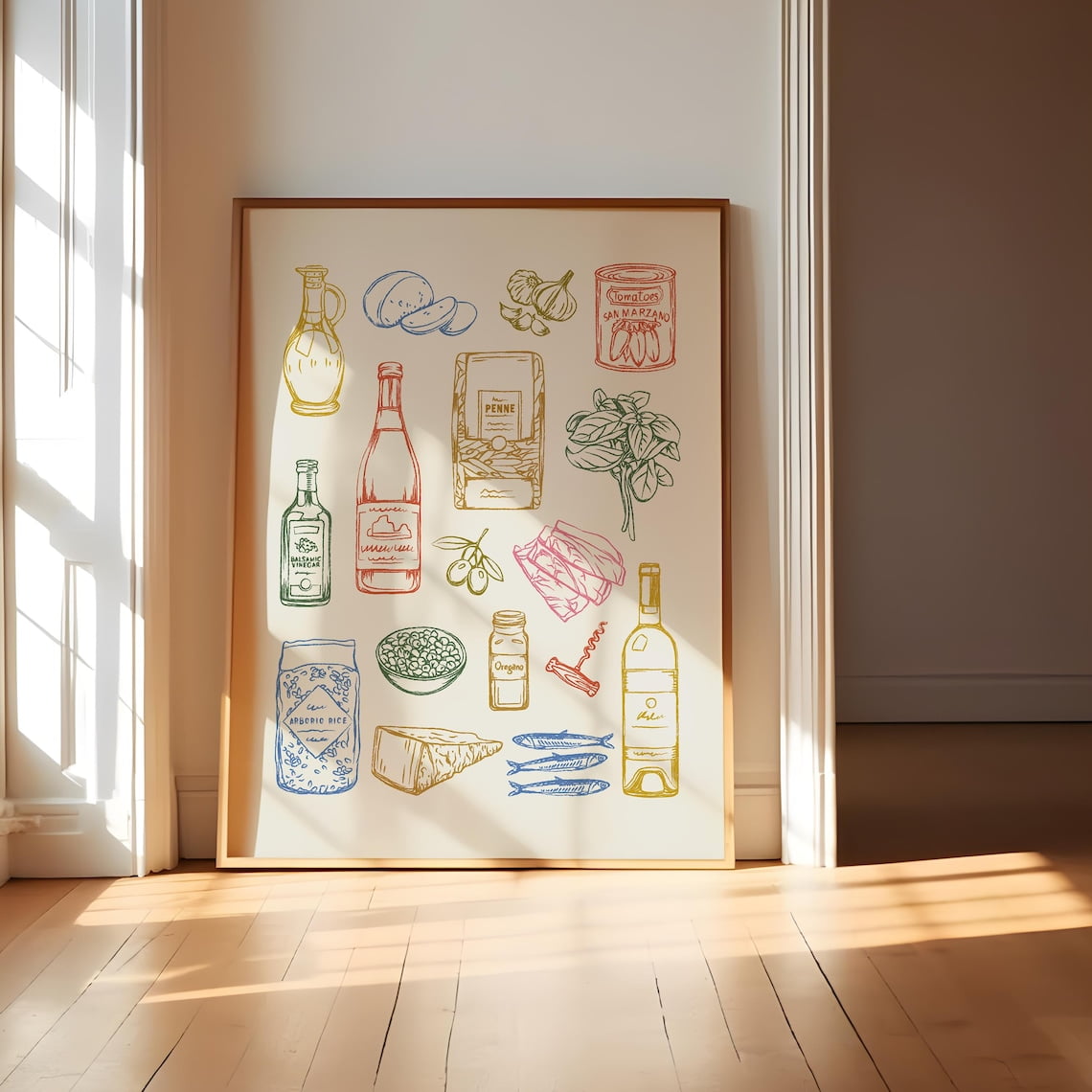 Italian Pantry Poster, Rustic Kitchen Art with San Marzano Tomatoes ...