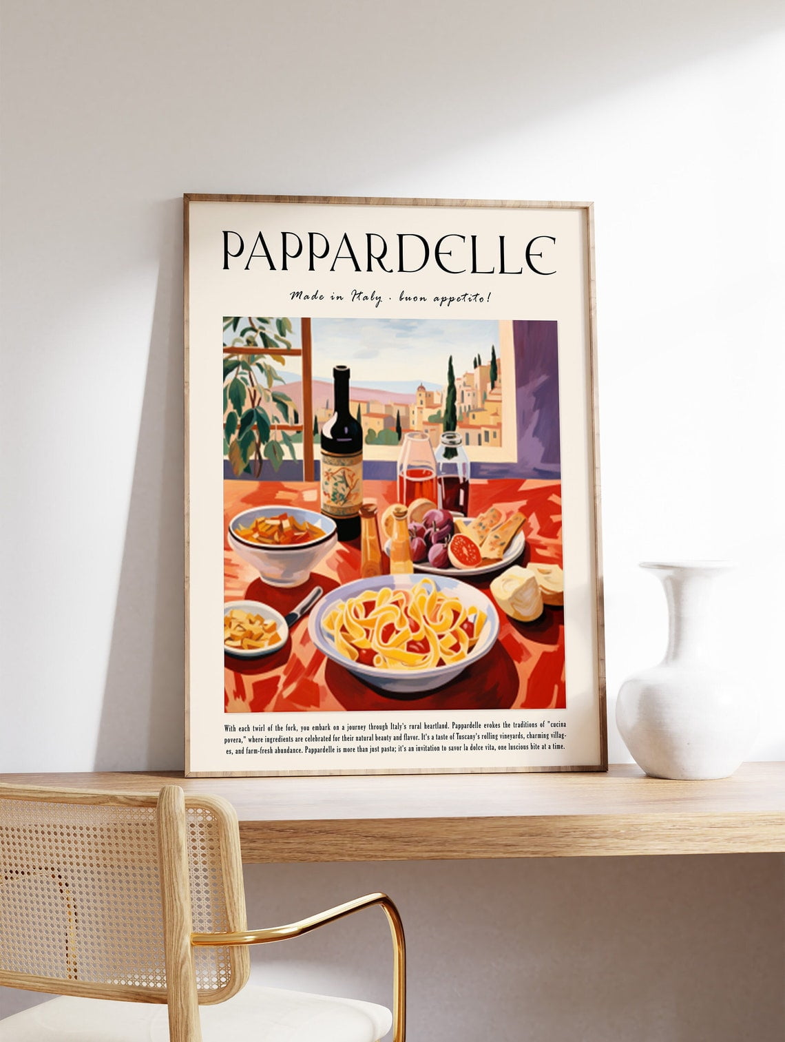 Italian Pappardelle Pasta Poster, Italian Food Print, Kitchen Decor ...