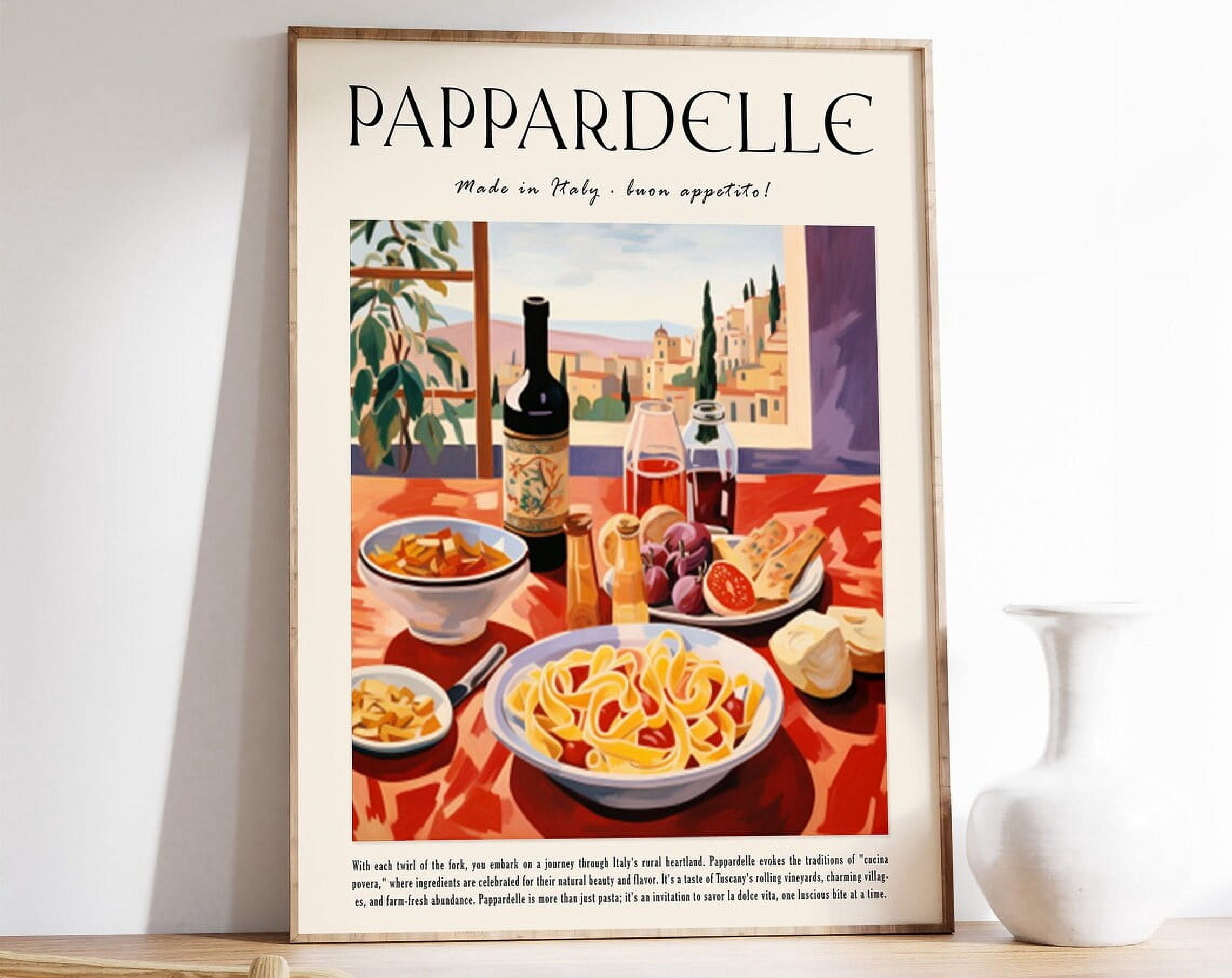 Italian Pappardelle Pasta Poster, Italian Food Print, Kitchen Decor ...