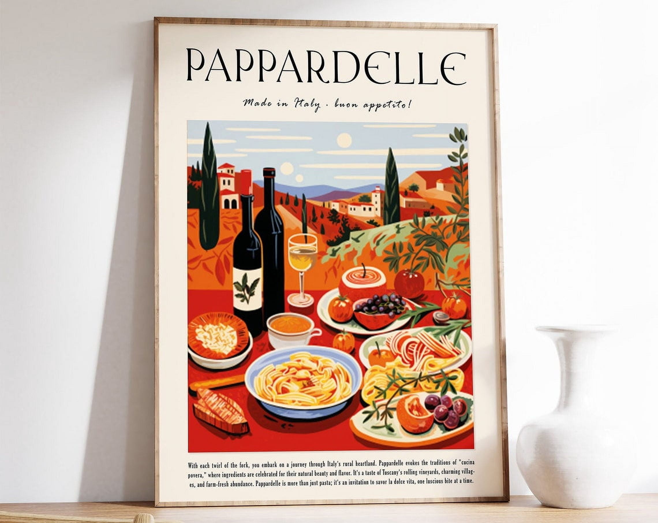 Italian Pappardelle Pasta Poster, Italian Food Print, Kitchen Decor ...