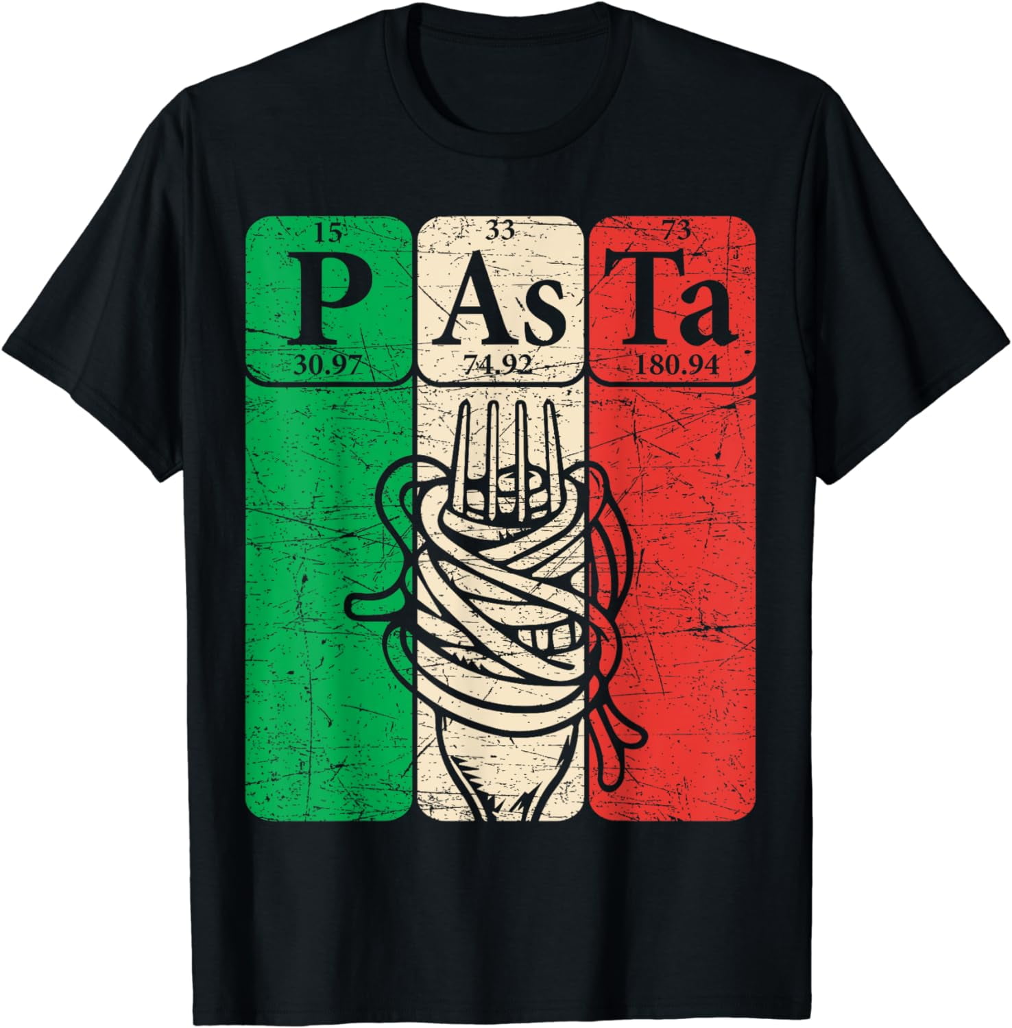 Italian Pasta Periodic Table Elements Italian Flag Spaghetti T-Shirt ...