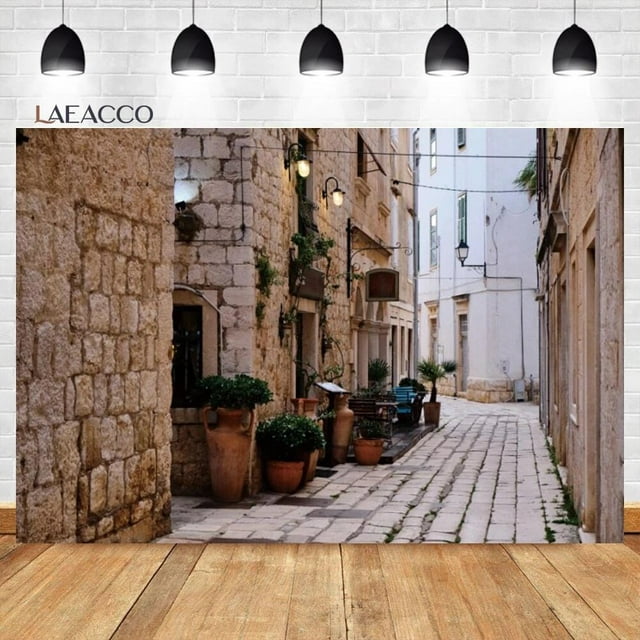 Italian Pastoral Town Street Backdrop Tourist Plant Flowers Gravel Kid ...