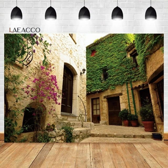 Italian Pastoral Town Street Backdrop Tourist Plant Flowers Gravel Kid ...