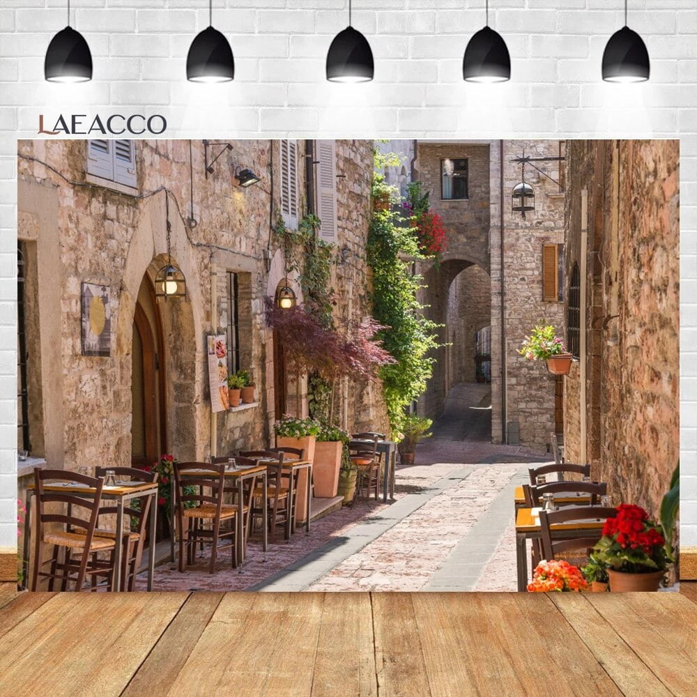 Italian Pastoral Town Street Backdrop Tourist Plant Flowers Gravel Kid ...