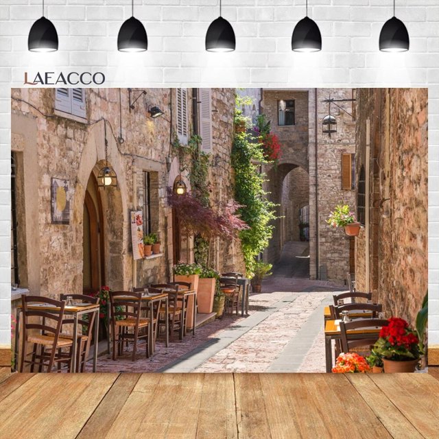 Italian Pastoral Town Street Backdrop Tourist Plant Flowers Gravel Kid ...