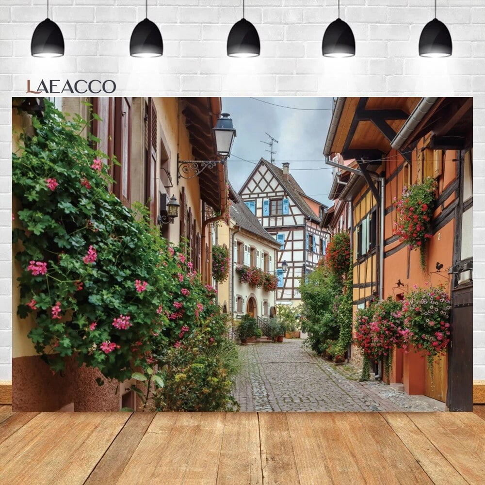 Italian Pastoral Town Street Backdrop Tourist Plant Flowers Gravel Kid ...