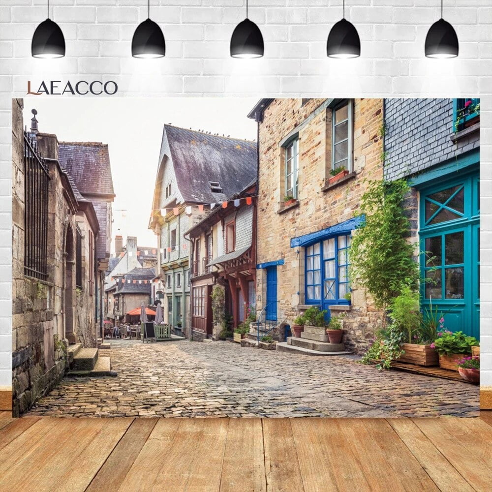 Italian Pastoral Town Street Backdrop Tourist Plant Flowers Gravel Kid ...