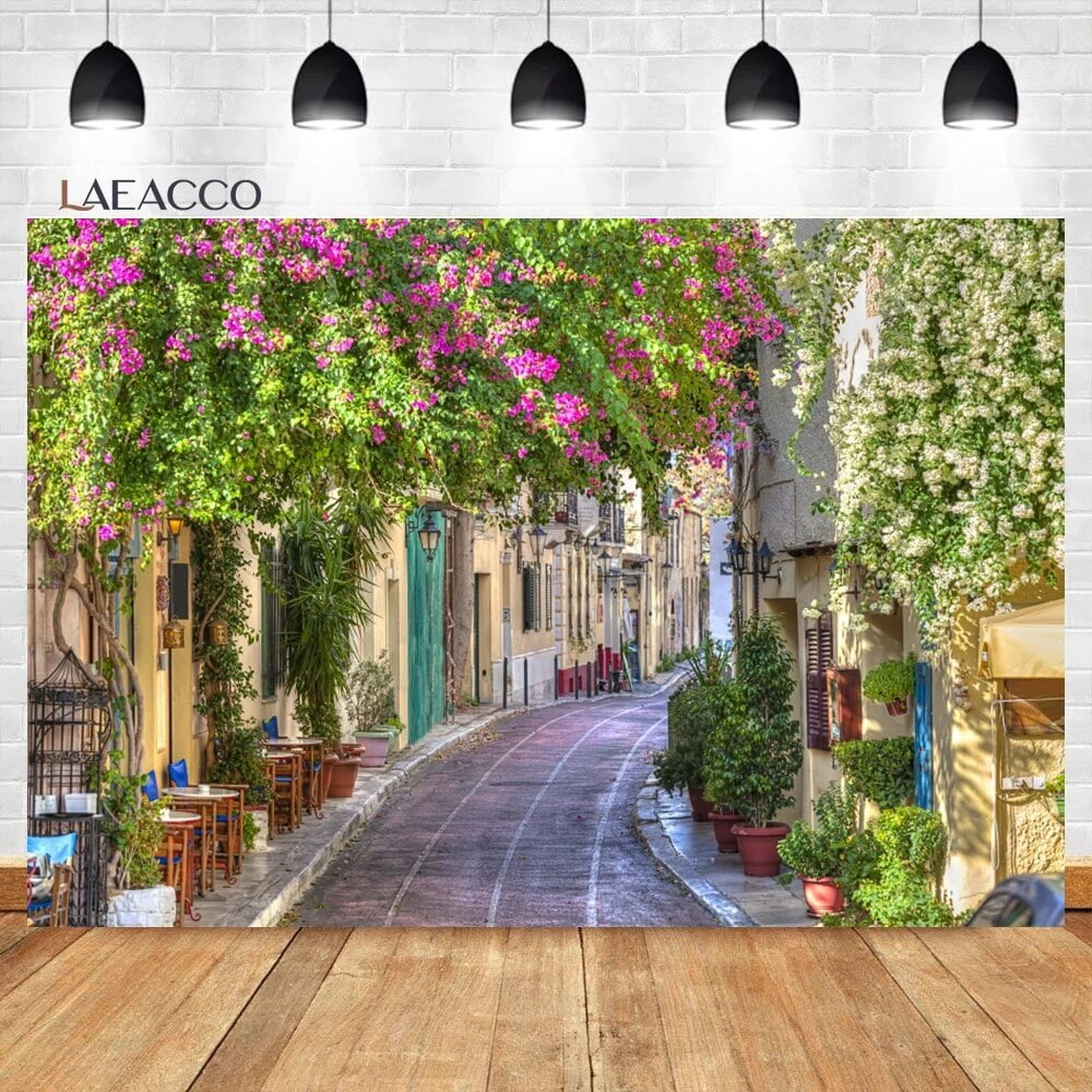 Italian Pastoral Town Street Backdrop Tourist Plant Flowers Gravel Kid ...