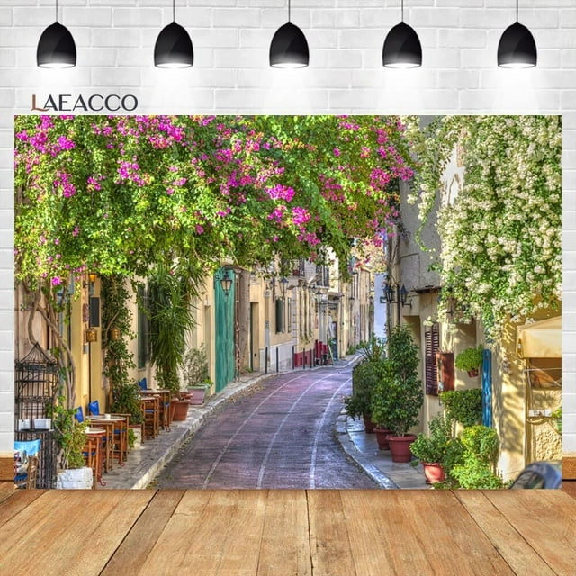 Italian Pastoral Town Street Backdrop Tourist Plant Flowers Gravel Kid ...