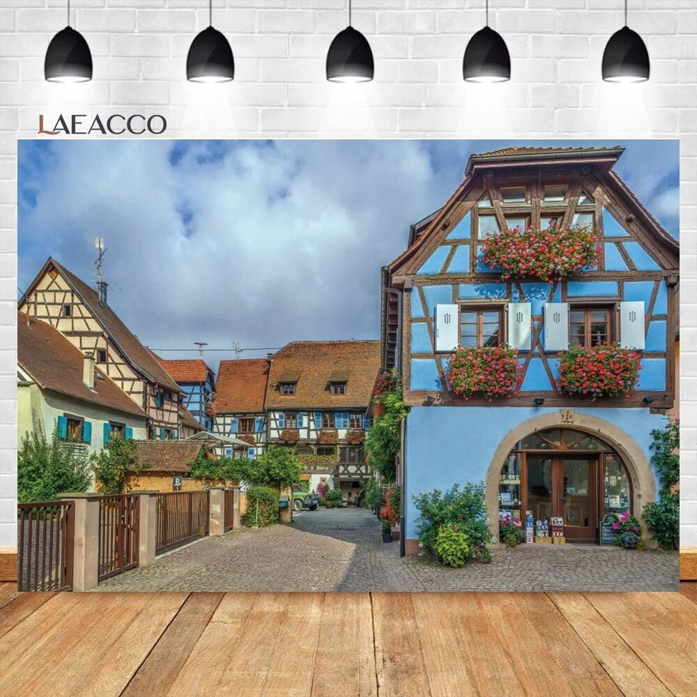 Italian Pastoral Town Street Backdrop Tourist Plant Flowers Gravel Kid ...