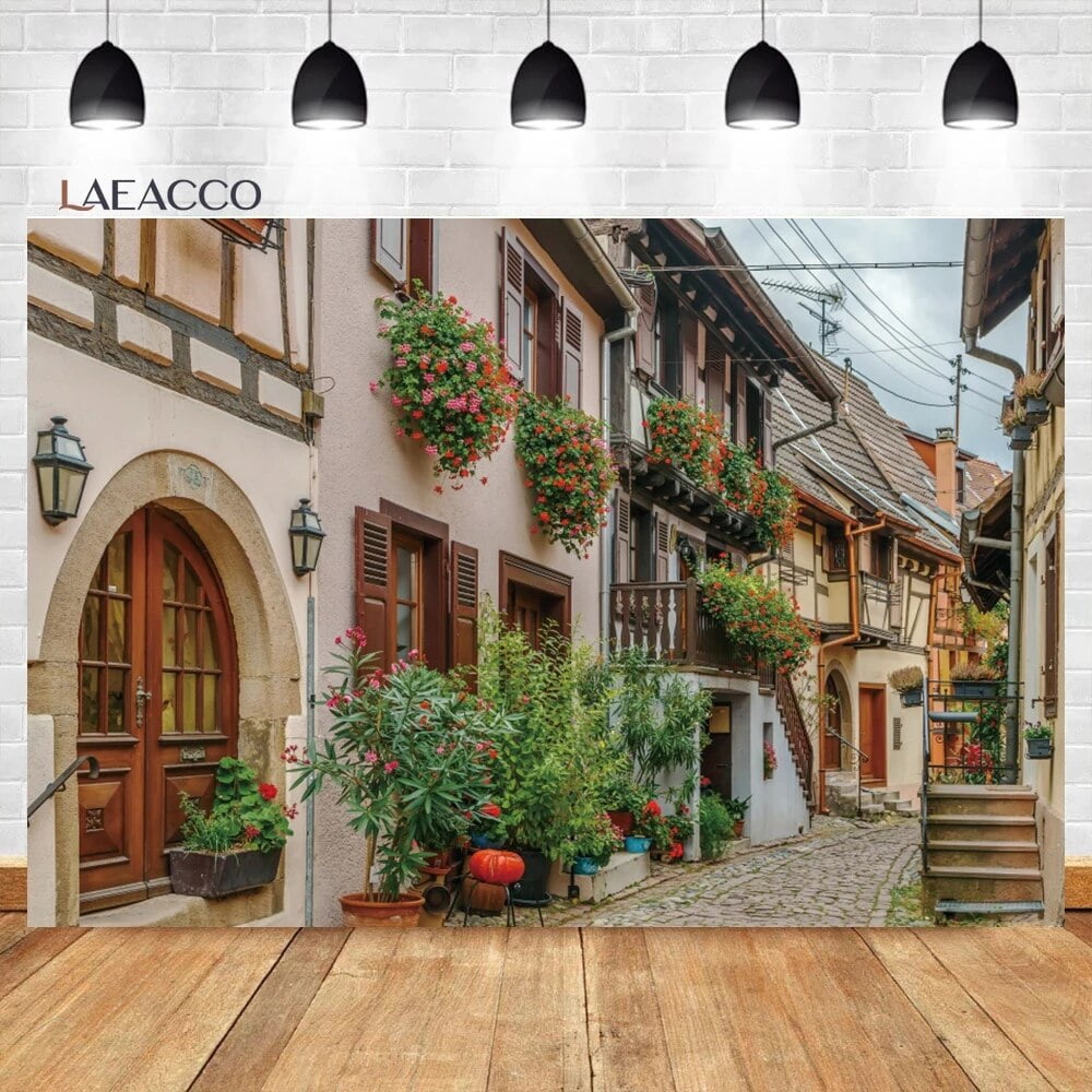 Italian Pastoral Town Street Backdrop Tourist Plant Flowers Gravel Kid ...