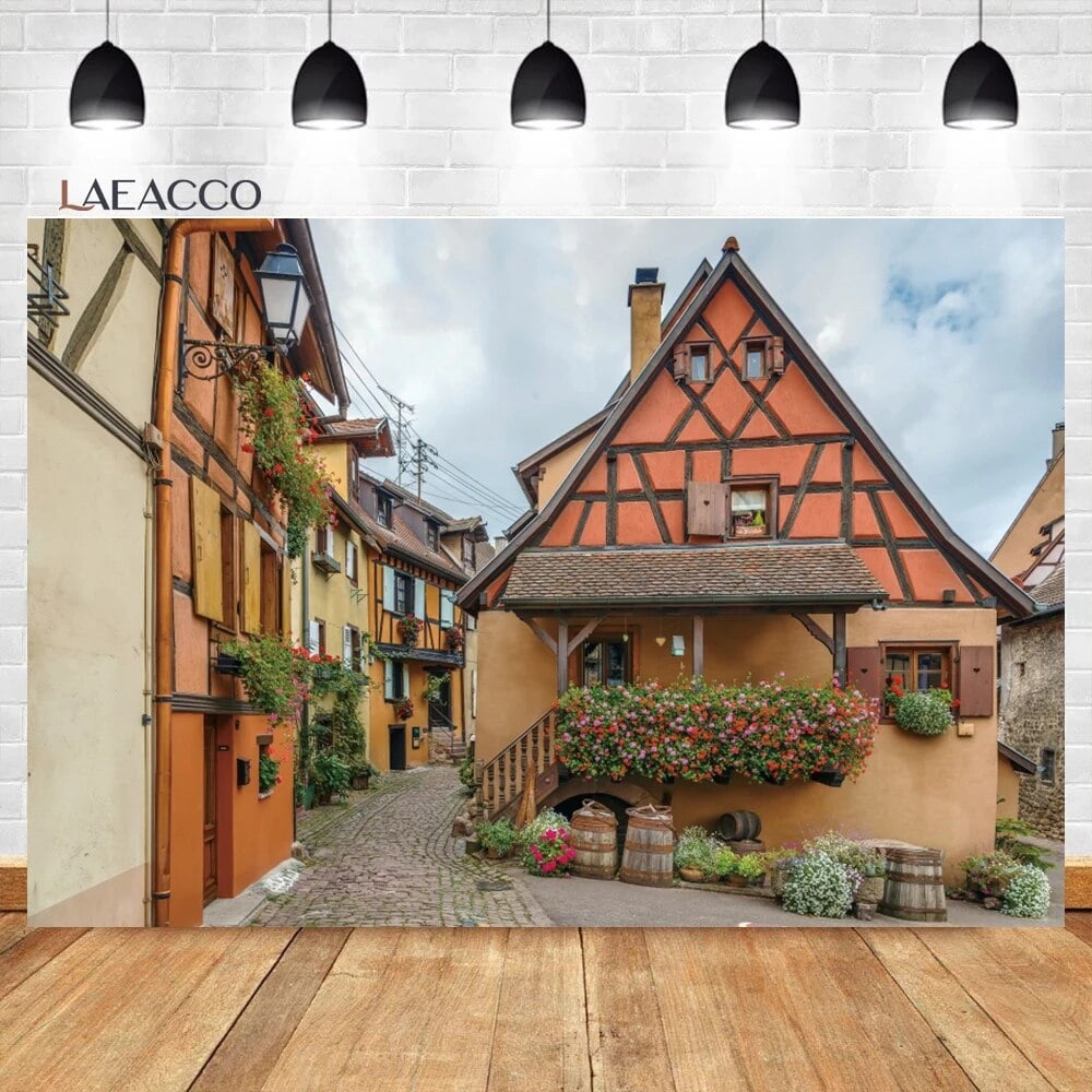 Italian Pastoral Town Street Backdrop Tourist Plant Flowers Gravel Kid ...