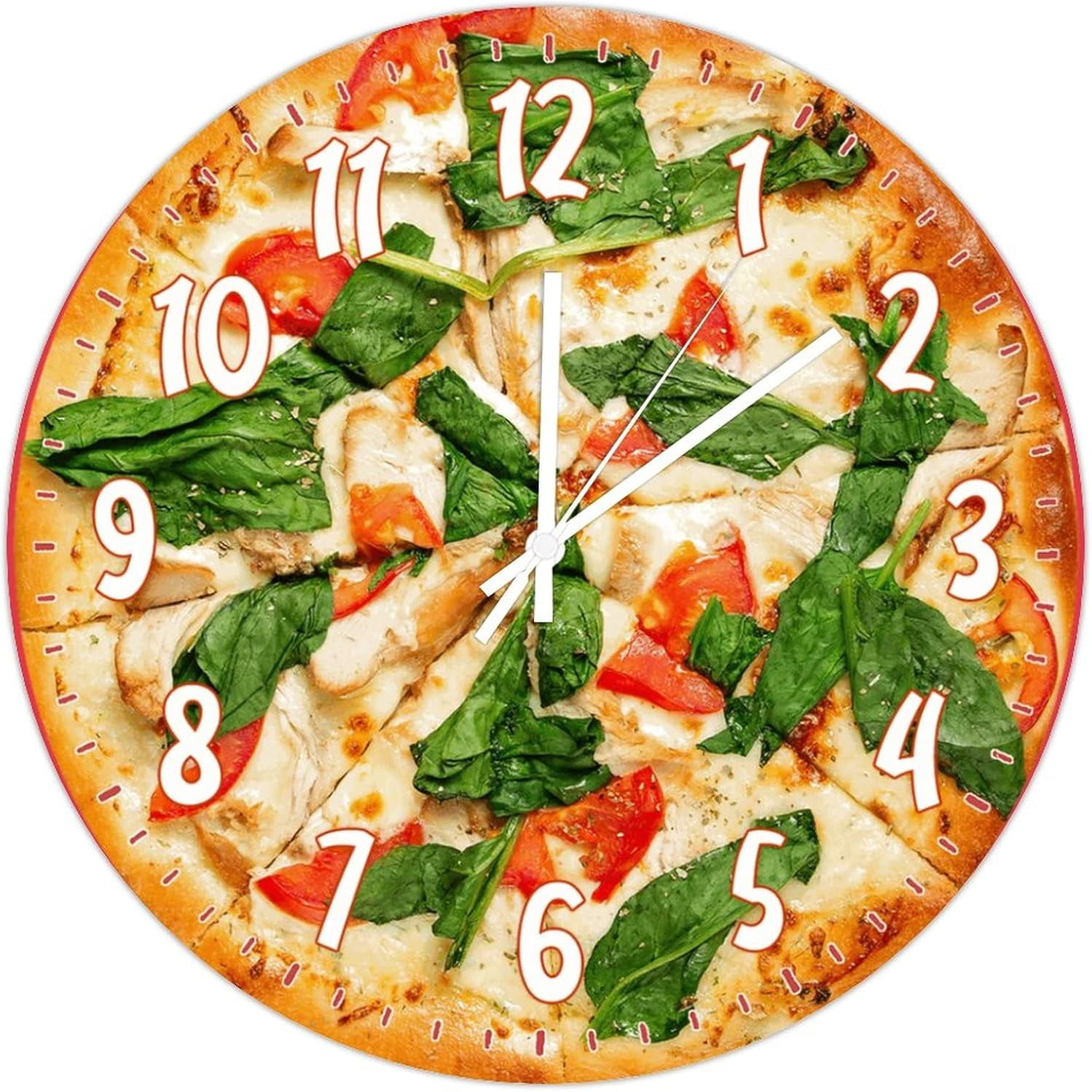Italian Pizza Mozzarella Design 10-Inch Silent Round Wall Clock Kitchen ...