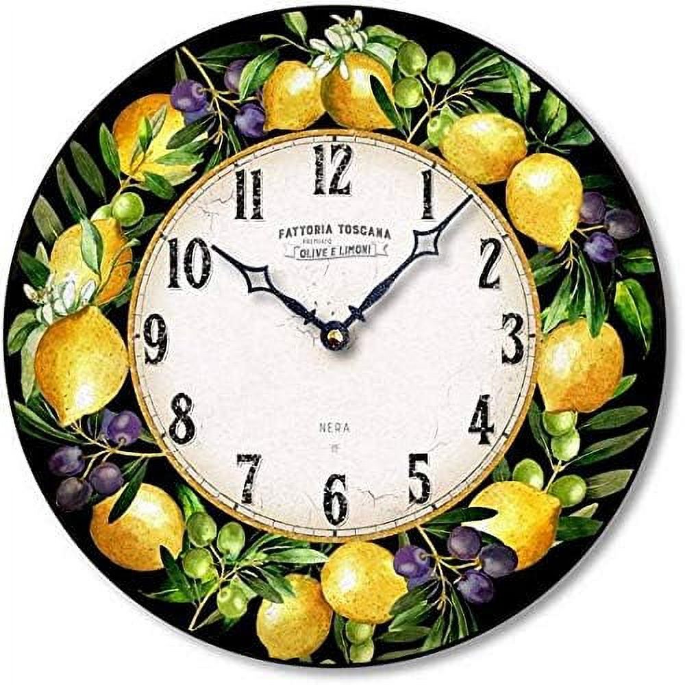Italian Pottery Style Wood 12 Inch Lemon Wall Clock C8029 (Black ...