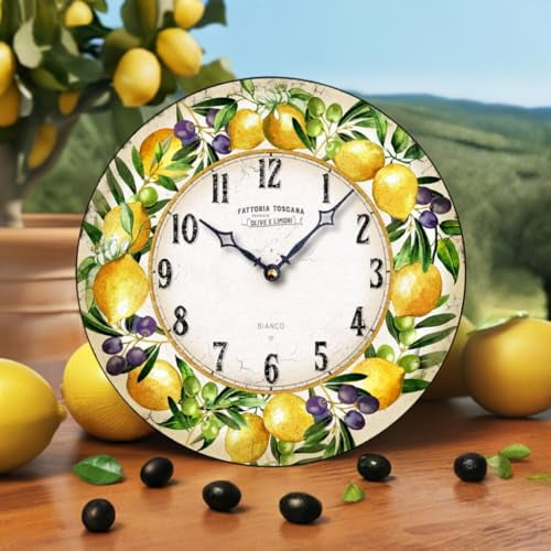 Italian Pottery Style Wood Lemon Wall Clock C8029 (Ivory) - Walmart.com