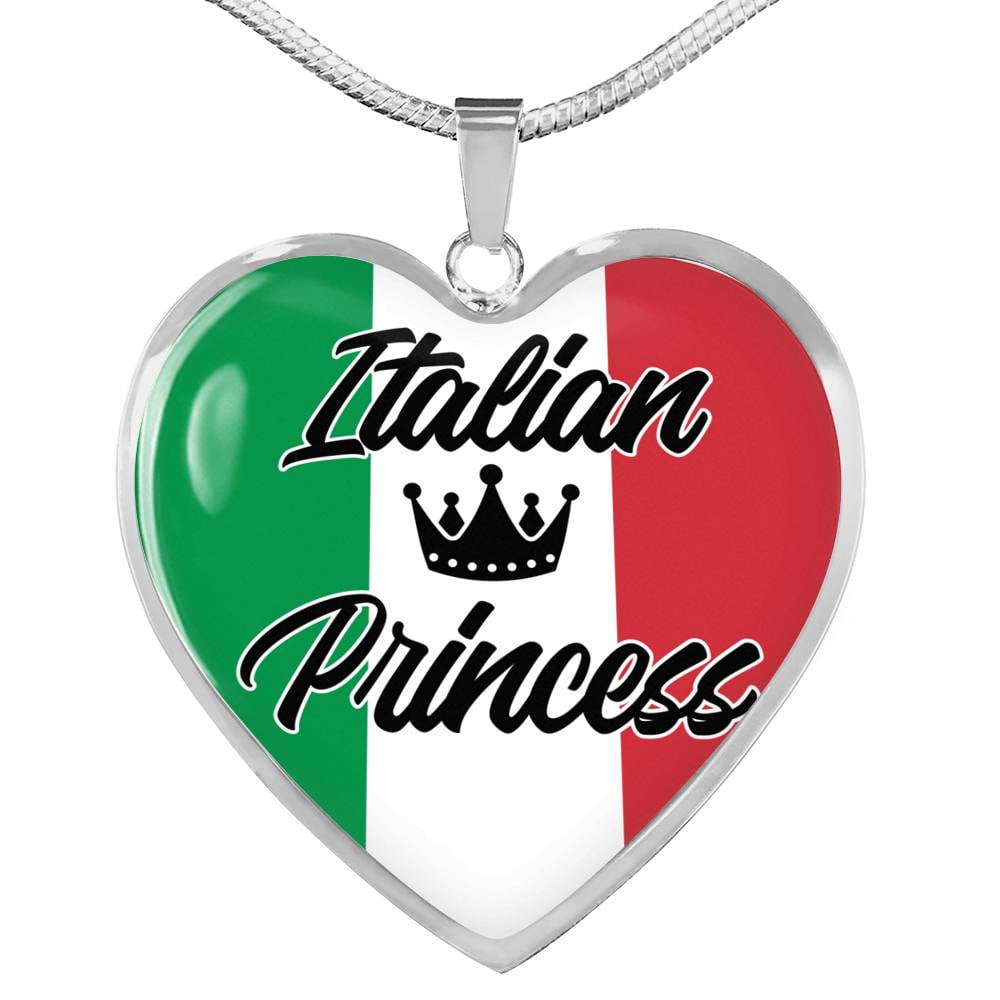 Italian Princess Necklace Stainless Steel or 18k Gold Heart Pendant 18 ...