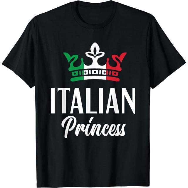 Italian Princess Proud Italian Girl Italy Flag Italian T-Shirt Black ...