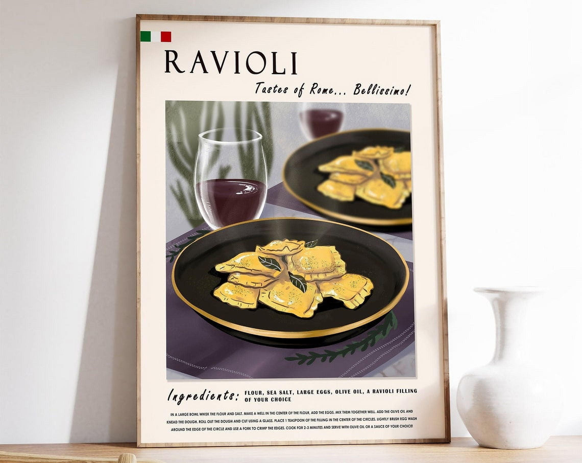 Italian Ravioli Food Poster, Food Art, Rome Print, Kitchen Poster ...