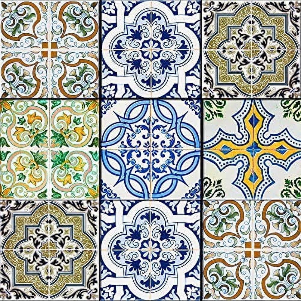 Italian Retro Tile Blue and Green Wedding Tile Edible Icing Image Cake ...