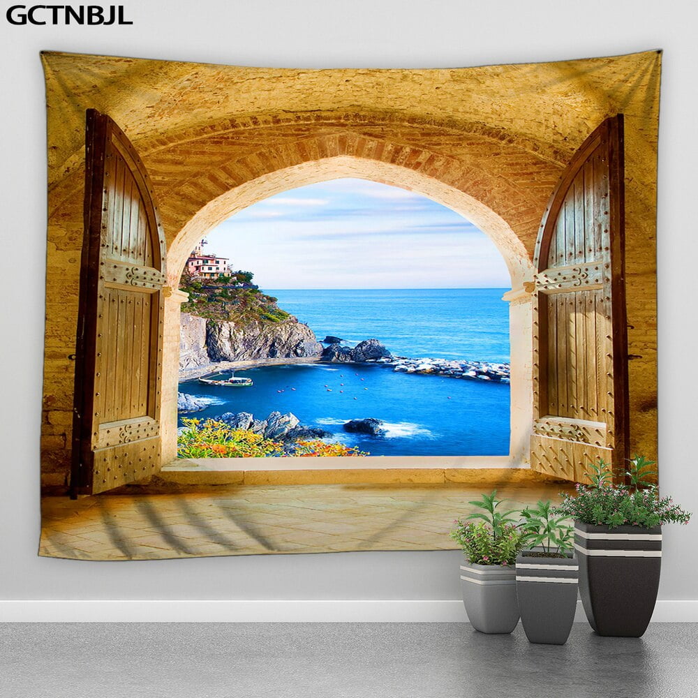 Italian Romantic Natural Seascape Sunlight Beach Tapestry Ocean ...