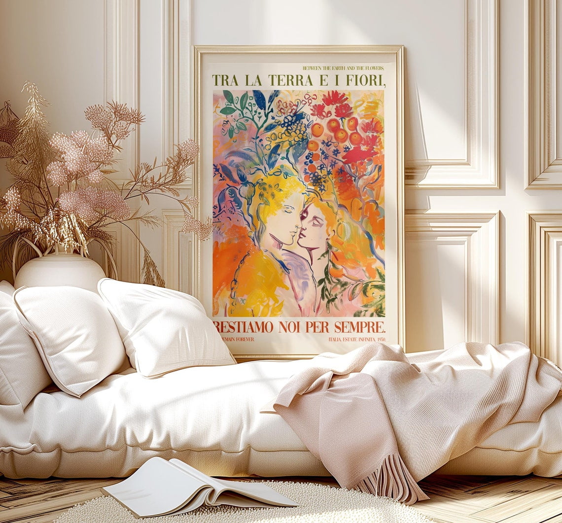 Italian Saying Art Poster: Colorful Romantic Italy Wall Decor ...