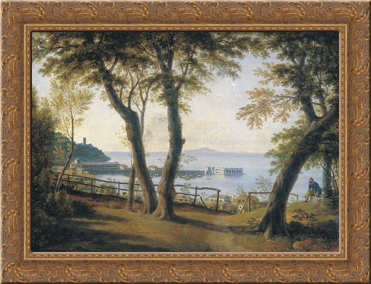 Italian Seaside Landscape 24x18 Gold Ornate Wood Framed Canvas Art by ...