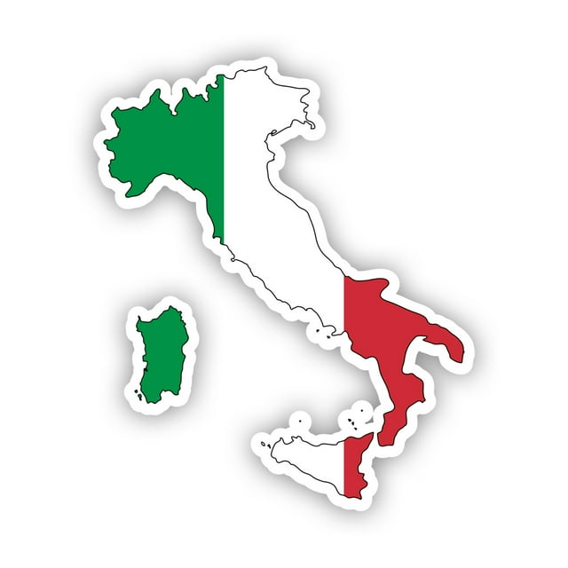Italian Shaped Italy Flag Sticker Decal - Self Adhesive Vinyl - Weatherproof - Made in USA ...