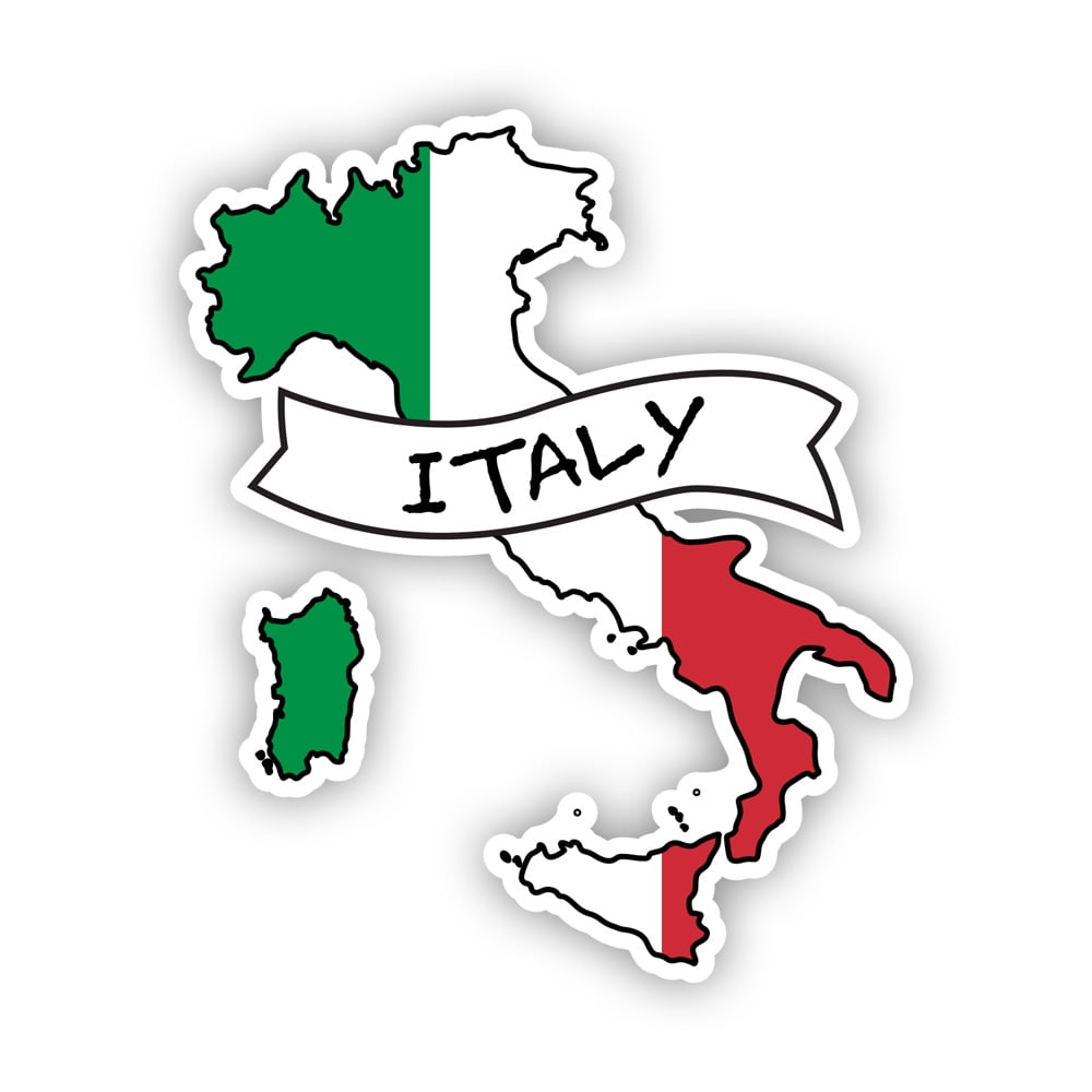 Italian Shaped Italy Flag Sticker Decal - Self Adhesive Vinyl - Weatherproof - Made in USA ...