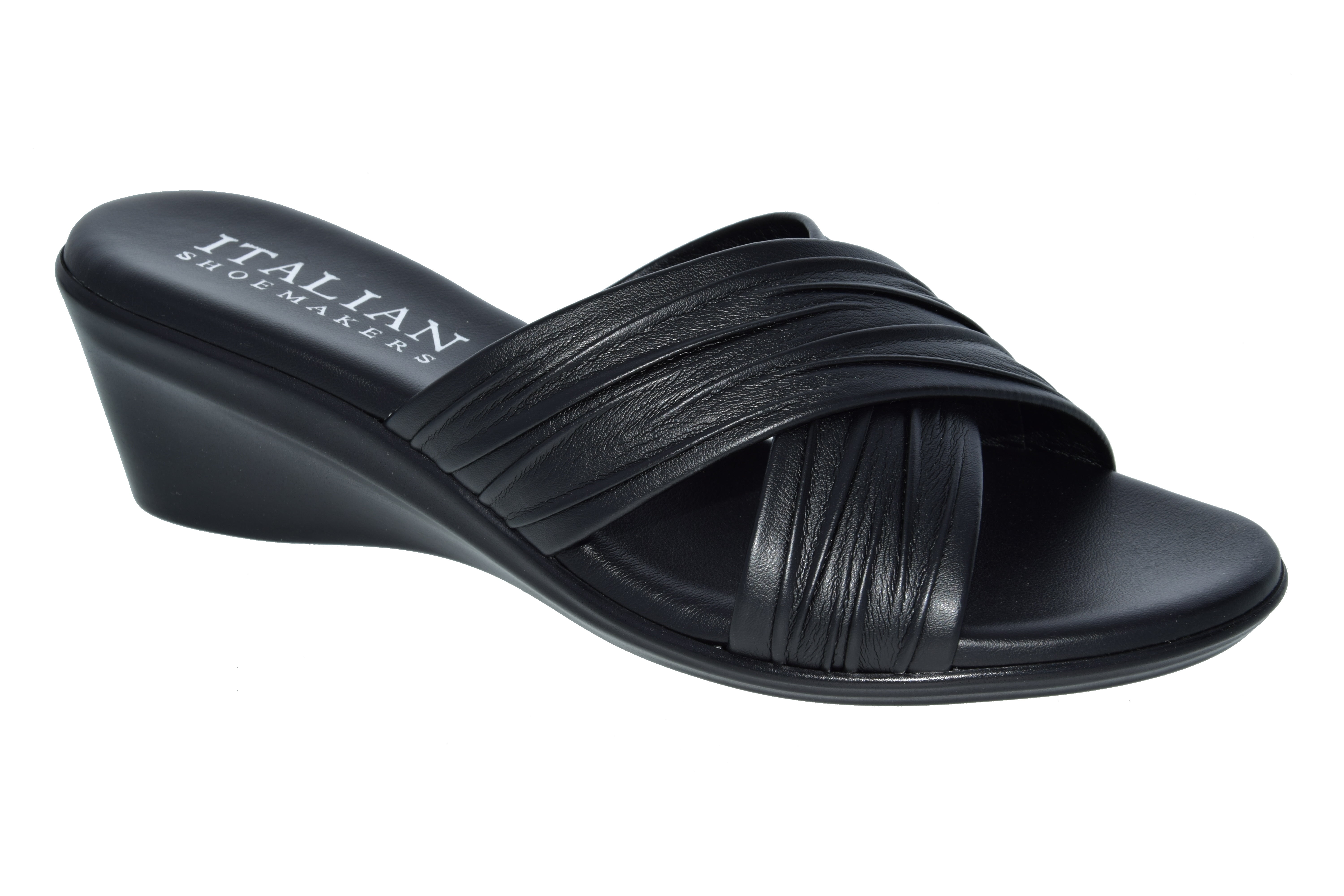 Italian Shoemakers Womens Kenny Criss Cross Fashion Wedge Sandals Made ...