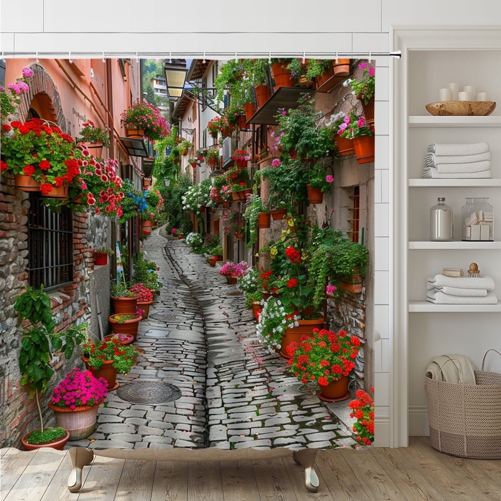 Italian Shower Curtain Set European Vintage Italy Old Street Tuscan ...