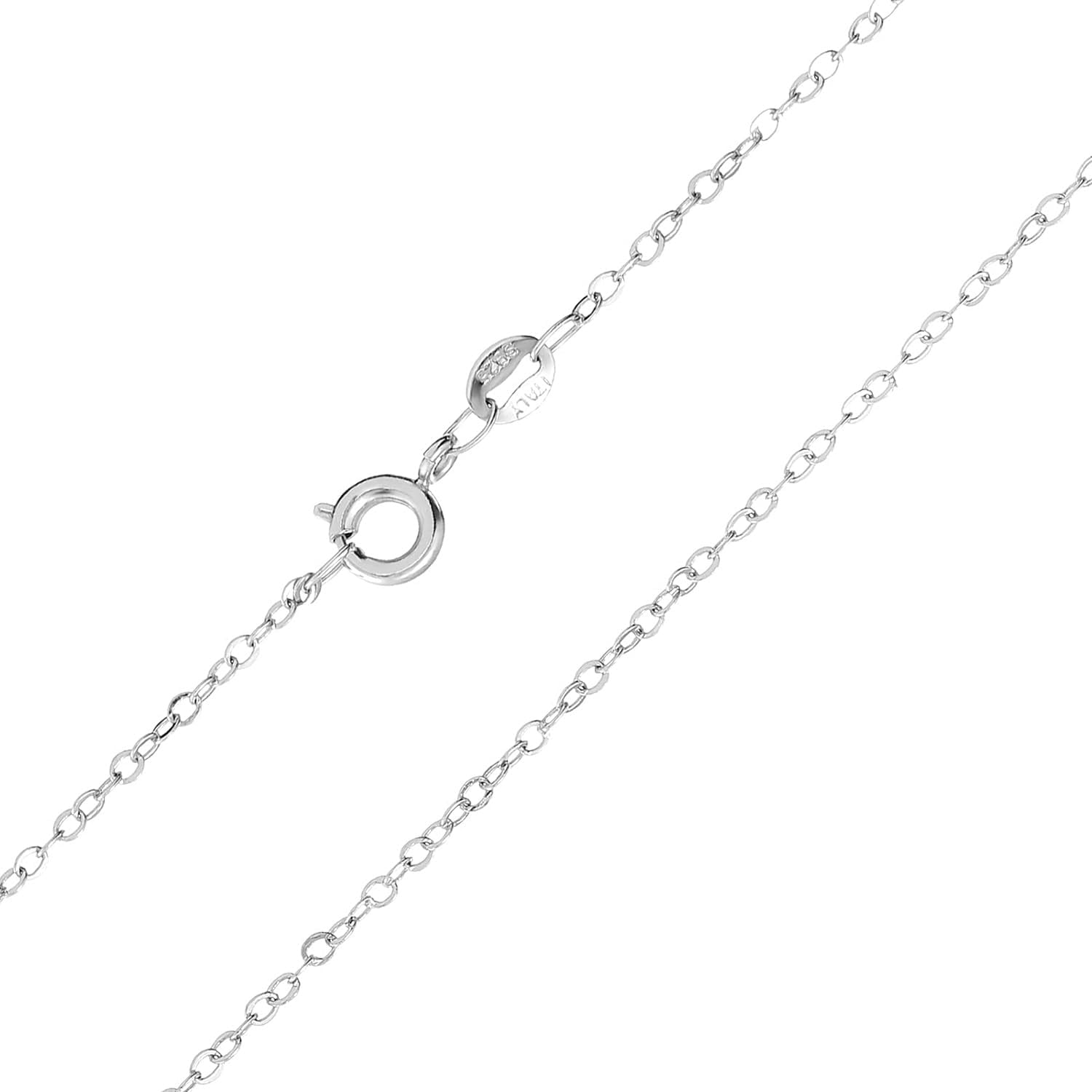Italian Solid 925 Sterling Silver 0.8mm Rolo Belcher Chain Necklace (22 ...