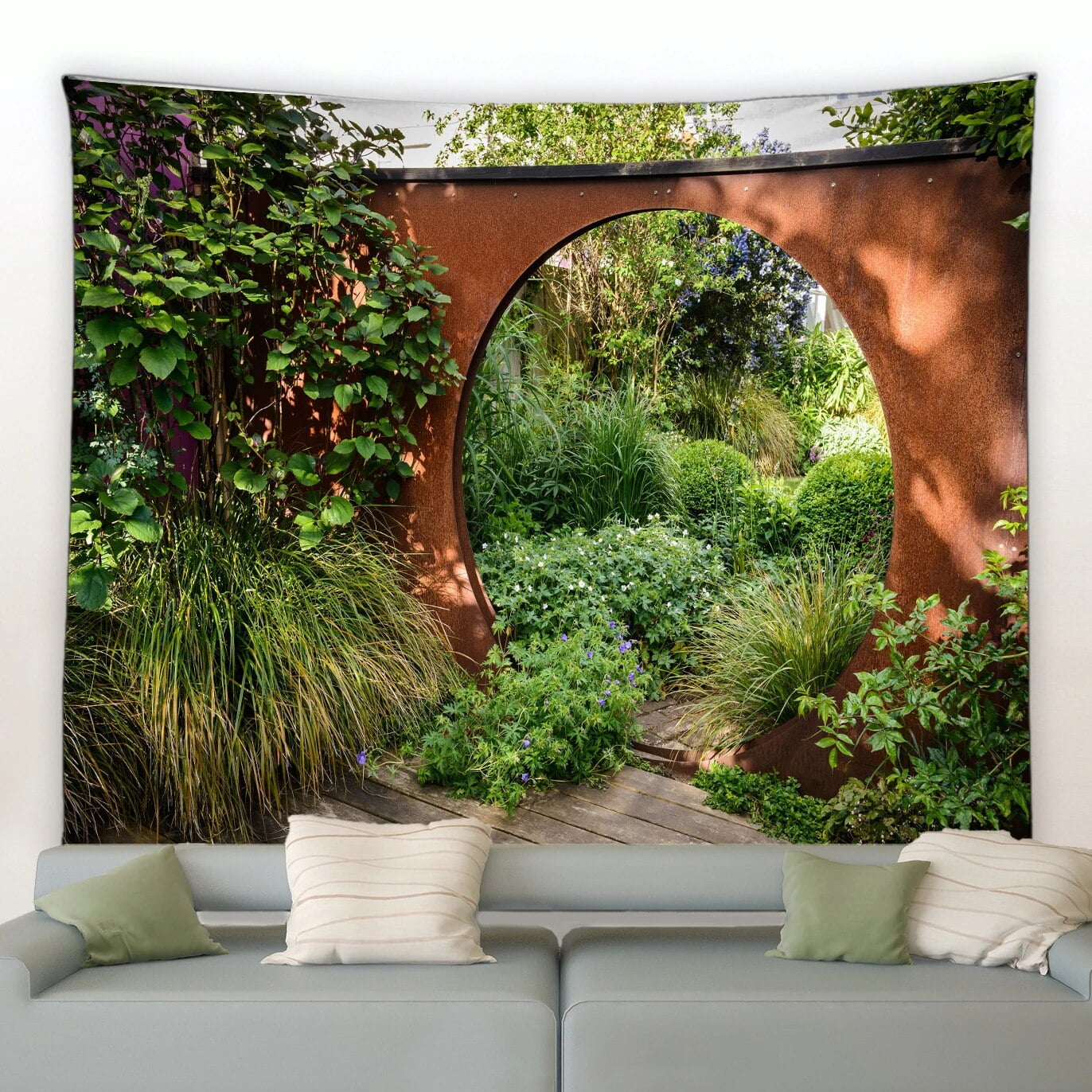 Italian Street Alley Landscape Tapestry Retro St Nature Plants Flowers ...